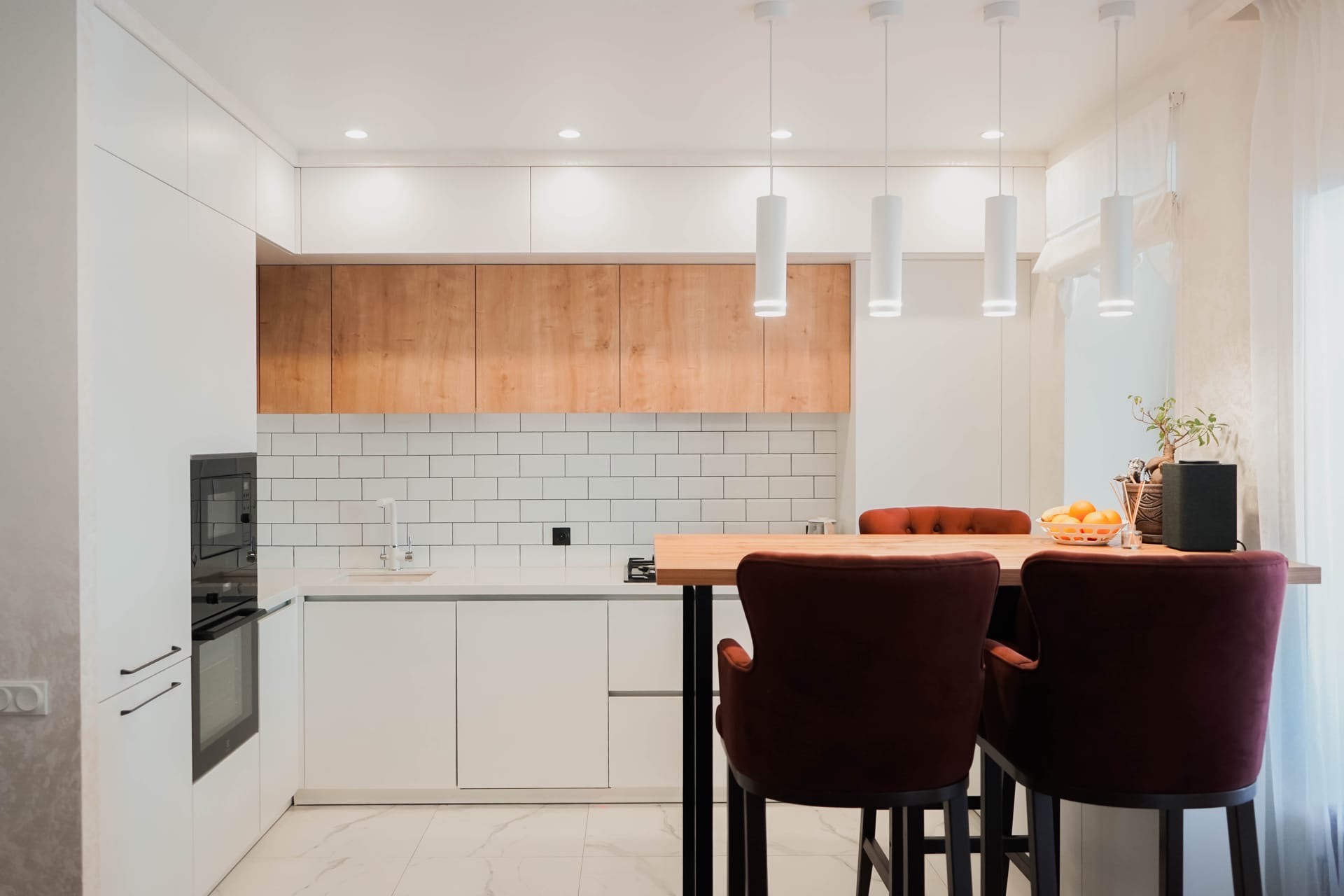 White kitchen design with plastic facades - VM Kitchens Dubai